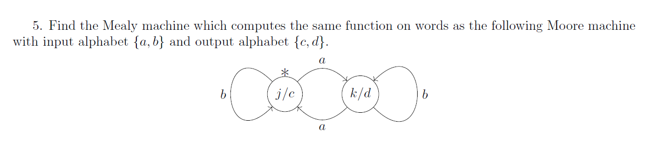 5. Find the Mealy machine which computes the same | Chegg.com