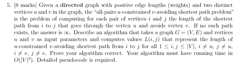 Solved 5. [8 marks] Given a directed graph with positive | Chegg.com
