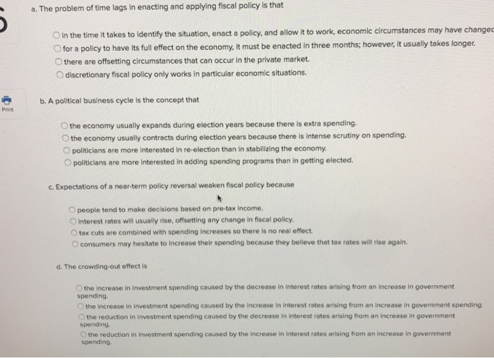 Solved a. The problem of time lags in enacting and applying | Chegg.com