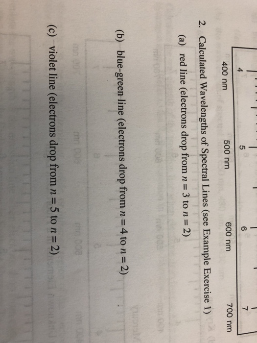 Solved 7 400 nm 500 nm 600 nm 700 nm 2. Calculated | Chegg.com