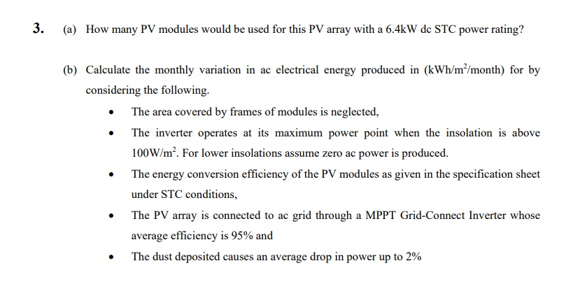 Solved (a) How many PV modules would be used for this PV | Chegg.com