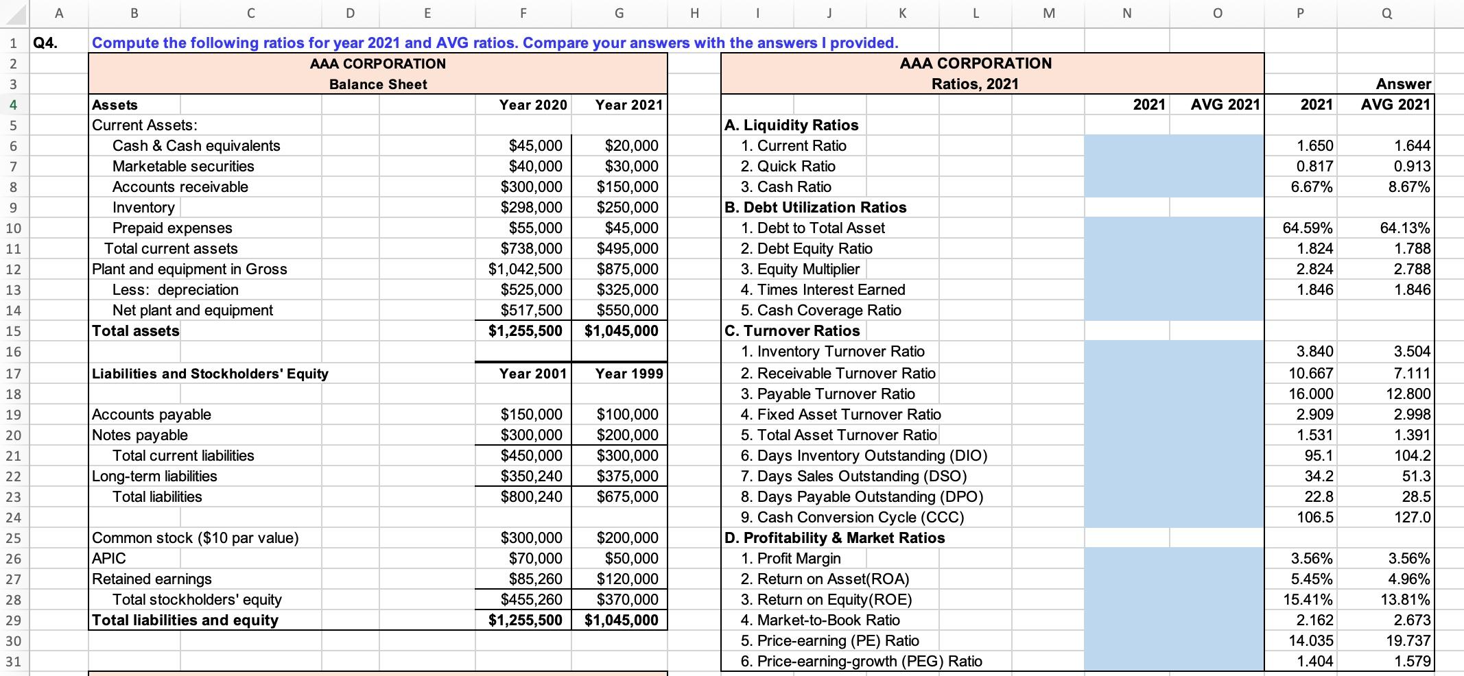 Need Excel formulas | Chegg.com