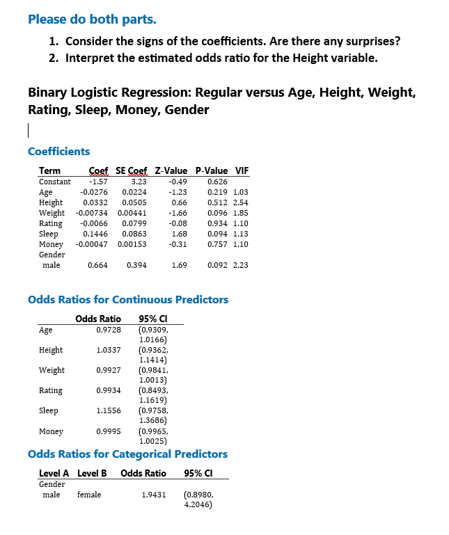Solved Please do both parts.Consider the signs of the | Chegg.com