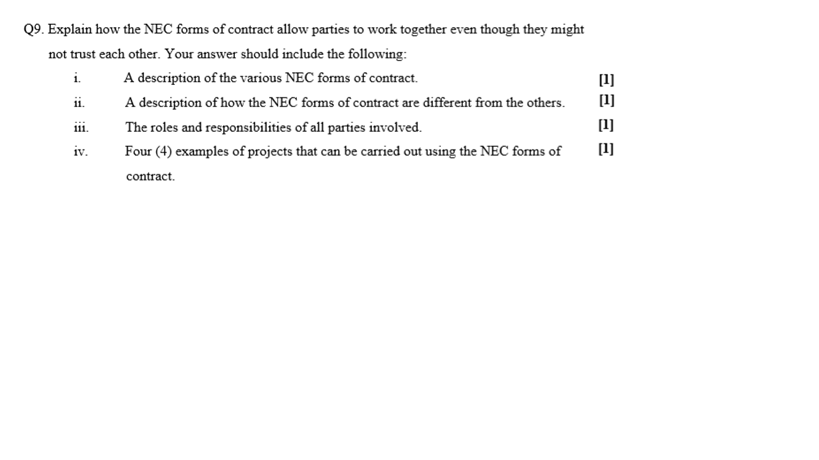 Solved 09. Explain how the NEC forms of contract allow | Chegg.com