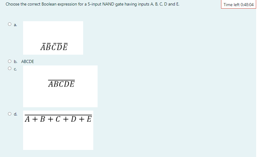 Solved Choose the correct Boolean expression for a 5-input | Chegg.com