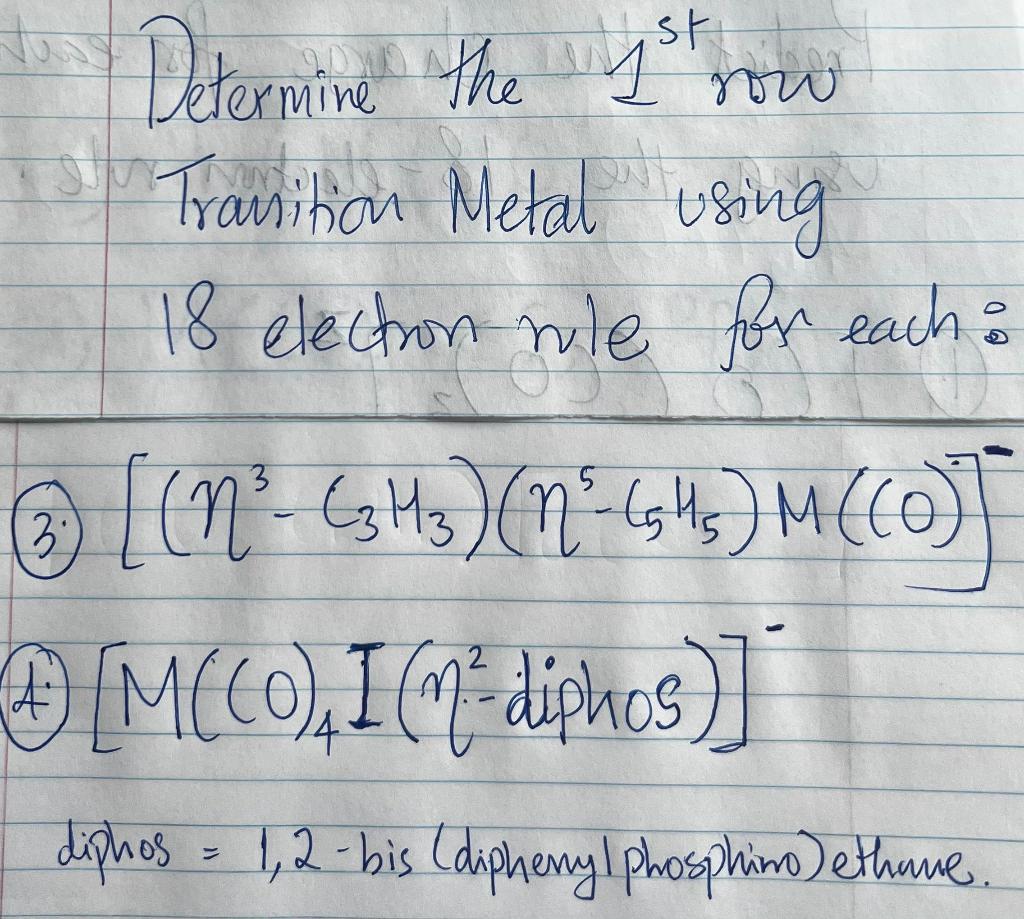 Solved (3.) [(η3−C3H3)(η5−C5H5)M((0)] (4) [M((0)4I(η2− | Chegg.com