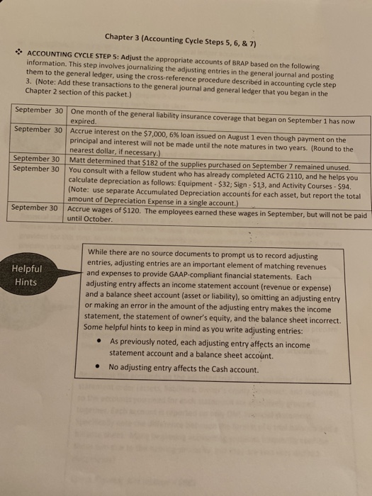 Solved Chapter 3 (Accounting Cycle Steps 5, 6, & 7) | Chegg.com