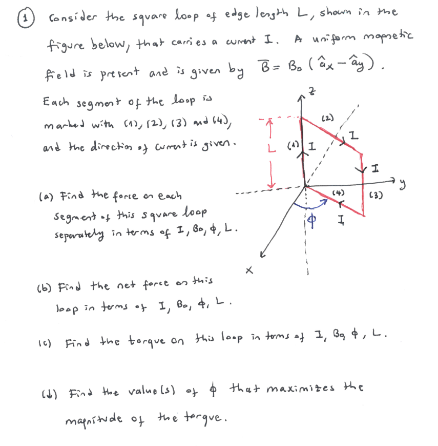 © consider the square loop of edge length L, shown in | Chegg.com