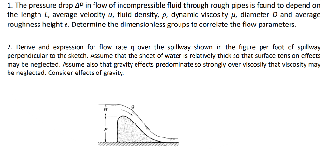 Solved 1. The pressure drop ΔP in flow of incompressible | Chegg.com