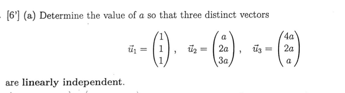 Solved [6'] (a) Determine the value of a so that three | Chegg.com
