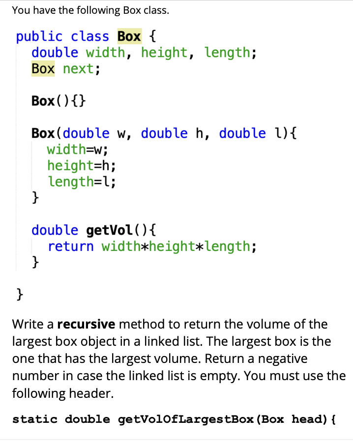 Solved You have the following Box class. public class Box { | Chegg.com