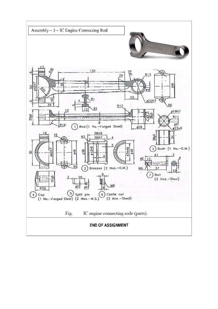 Question 1: Construct the assembly drawing and Bill | Chegg.com