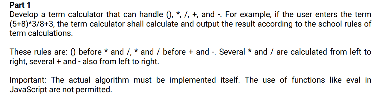 Solved Develop a term calculator that can handle (),∗,1,+, | Chegg.com