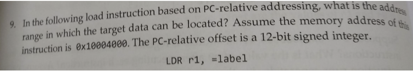 Solved 9. In the following load instruction based on | Chegg.com