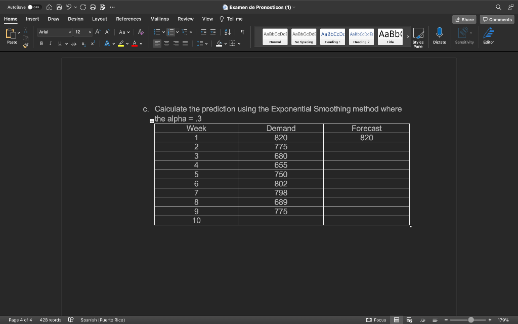 Solved Calculate the prediction using the Exponential | Chegg.com