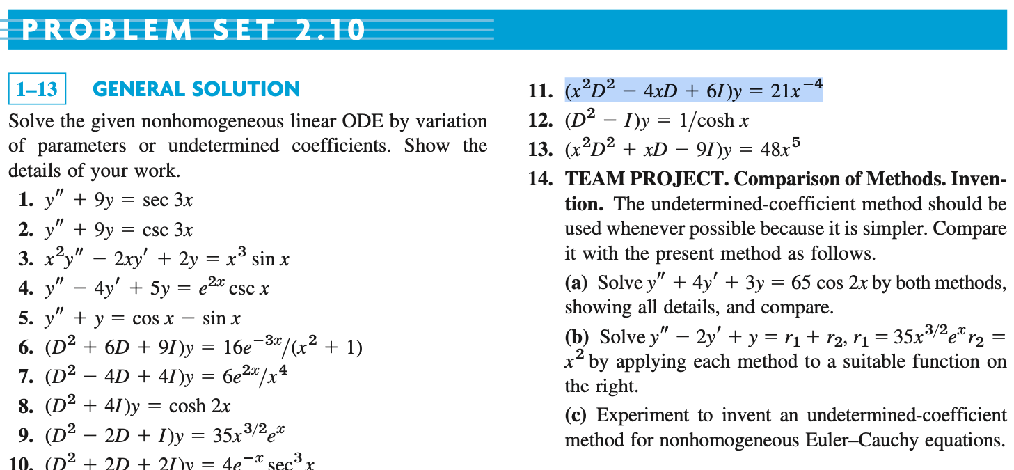 Solved I need help solving #11 The answer should be y=c_1 | Chegg.com