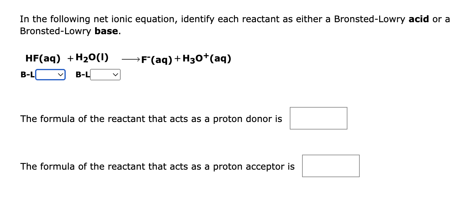 Solved In the following net ionic equation, identify each | Chegg.com