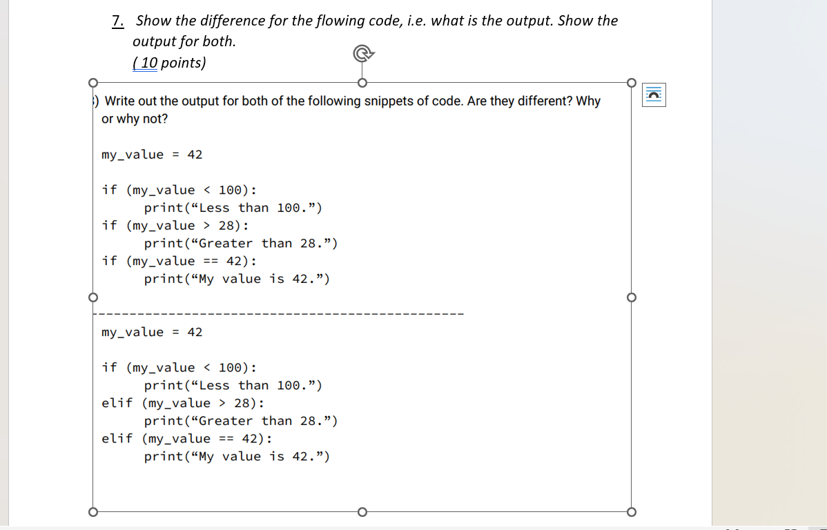 Solved 7. Show the difference for the flowing code, i.e. | Chegg.com