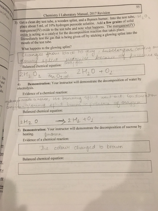 Solved 52 Types of Chemical Reactions Types of Chemical | Chegg.com