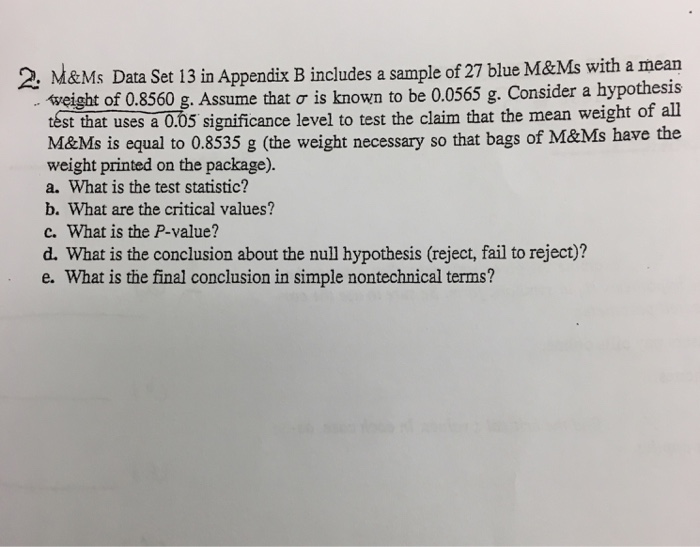 Solved 2. M&Ms Data Set 13 in Appendix B includes a sample | Chegg.com