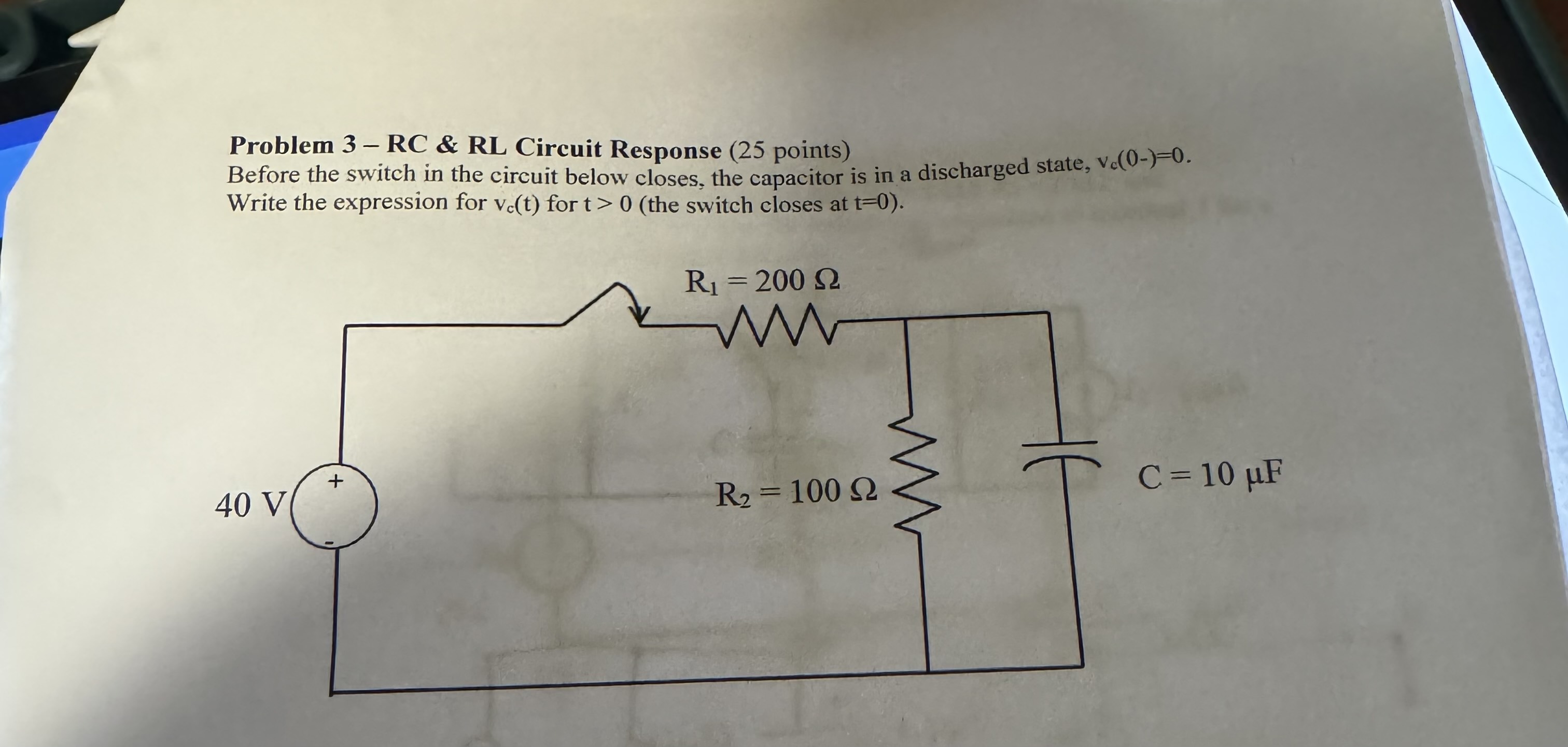 Solved Problem 3-RC & RL Circuit Response (25 ﻿points)Before | Chegg.com