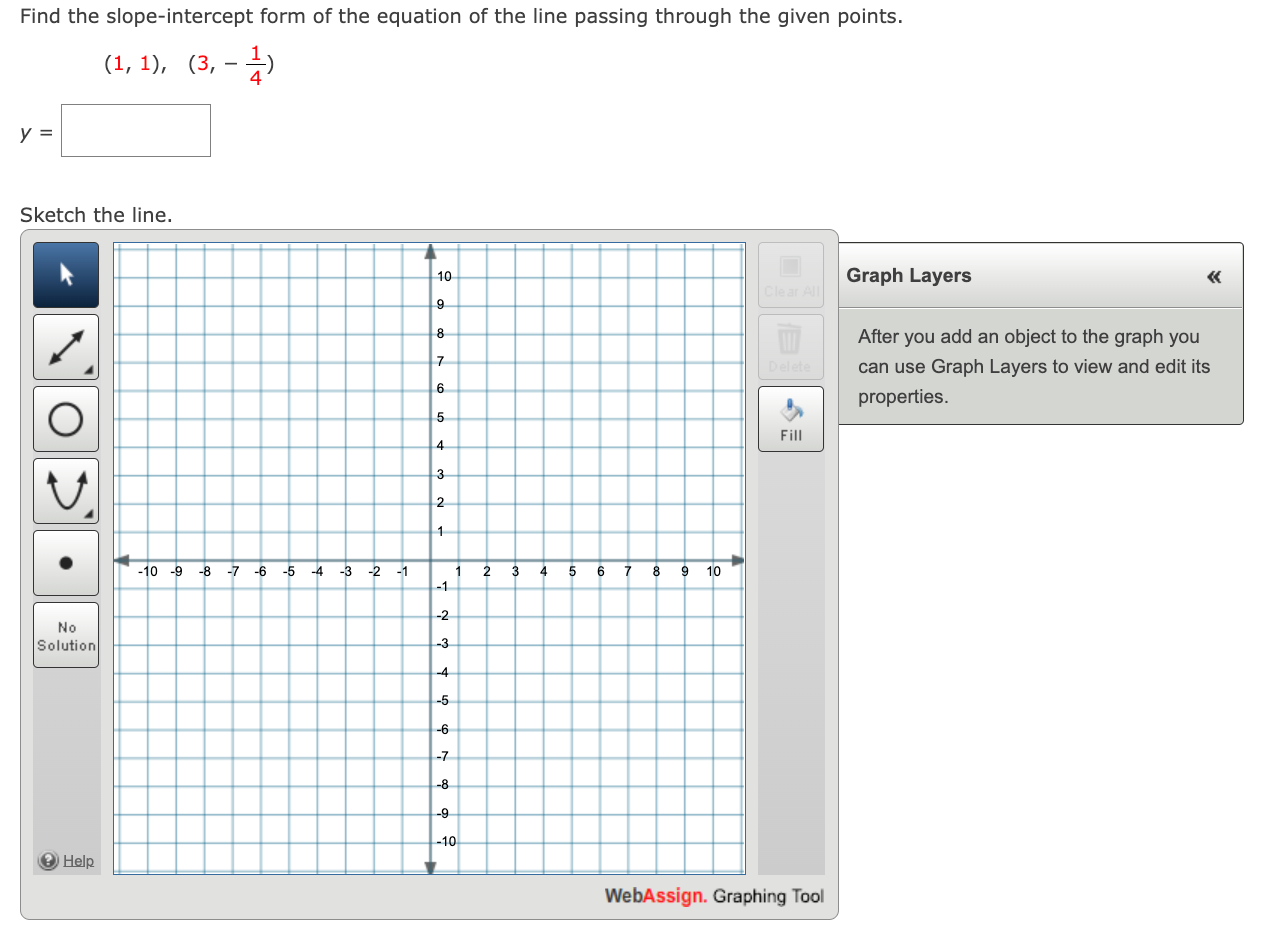 Solved (1,1),(3,−41) y= Sketch the line. Graph Layers After | Chegg.com