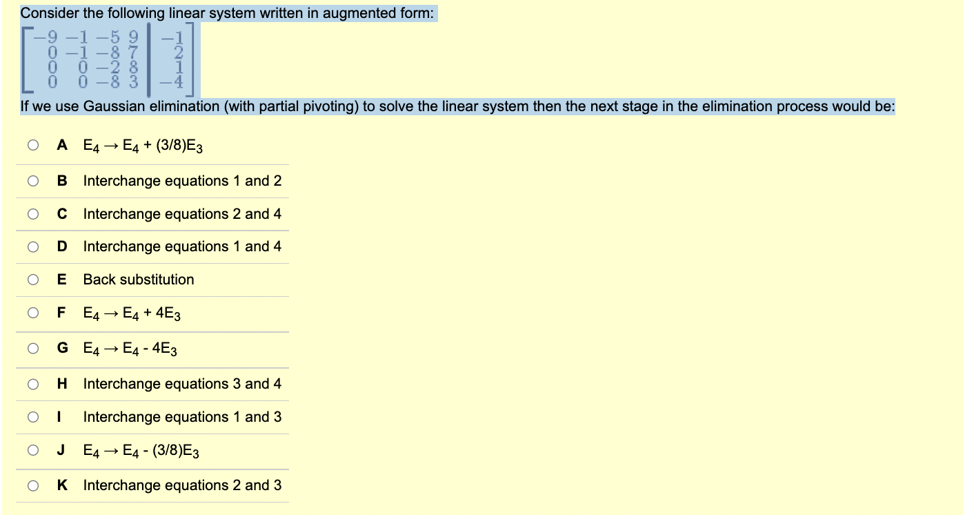Solved Consider the following linear system written in | Chegg.com