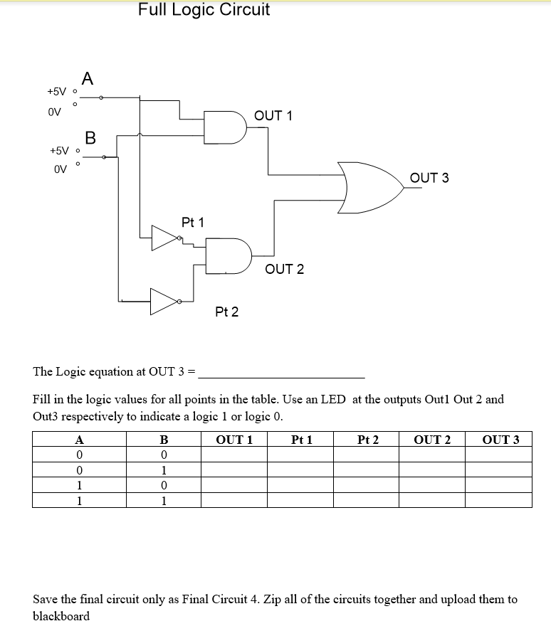 Full Logic Circuit А. +5V o o OV OUT 1 B +5V o OV OUT | Chegg.com