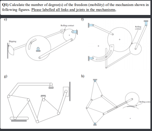 Solved Q1) Calculate the number of degree(s) of the freedom | Chegg.com