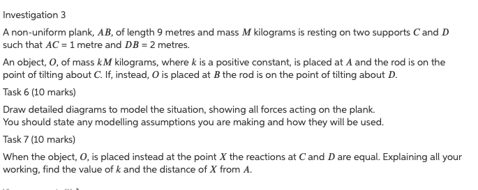 Solved Investigation 3 A non-uniform plank, AB, of length 9 | Chegg.com