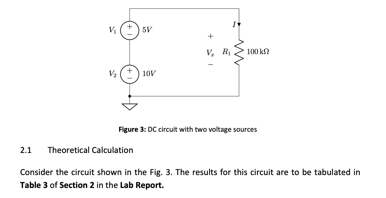 Solved Figure 3: DC circuit with two voltage sources 2.1 | Chegg.com