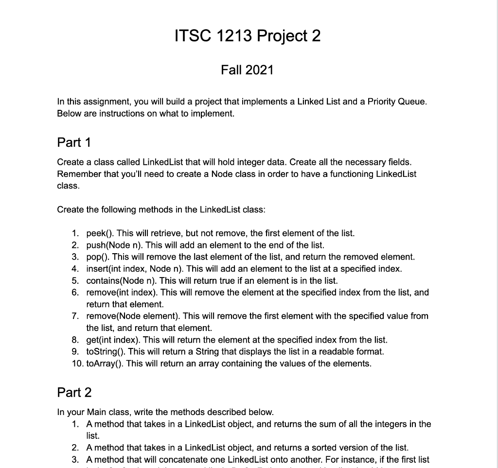 ITSC 1213 Project 2 Fall 2021 In this assignment, you | Chegg.com