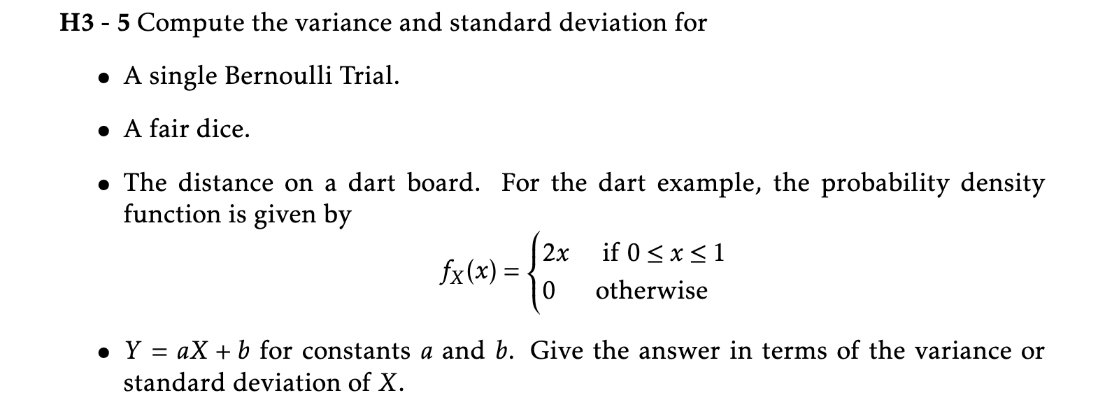 Solved H3 - 5 Compute the variance and standard deviation | Chegg.com