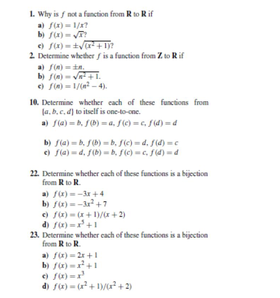 Solved 1. Why is f not a function from R to Rif a) f(x)=1/12 | Chegg.com