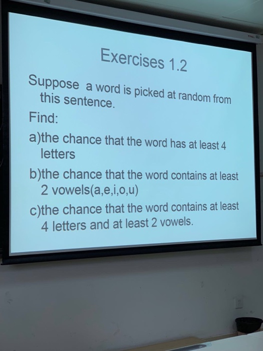 Solved Exercises 1.2 Suppose a word is picked at random from | Chegg.com