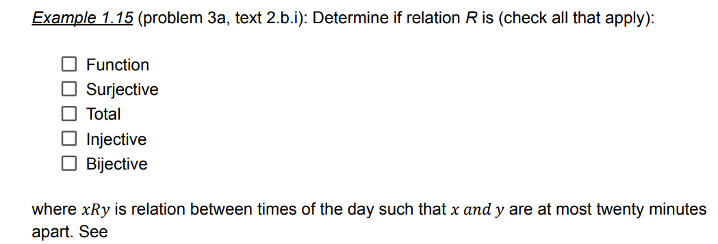 Solved Example 1.15 (problem 3a, text 2.b.i): Determine if | Chegg.com