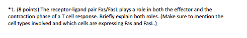 Solved 1. (8 points) The receptor-ligand pair Fas/Fast plays | Chegg.com