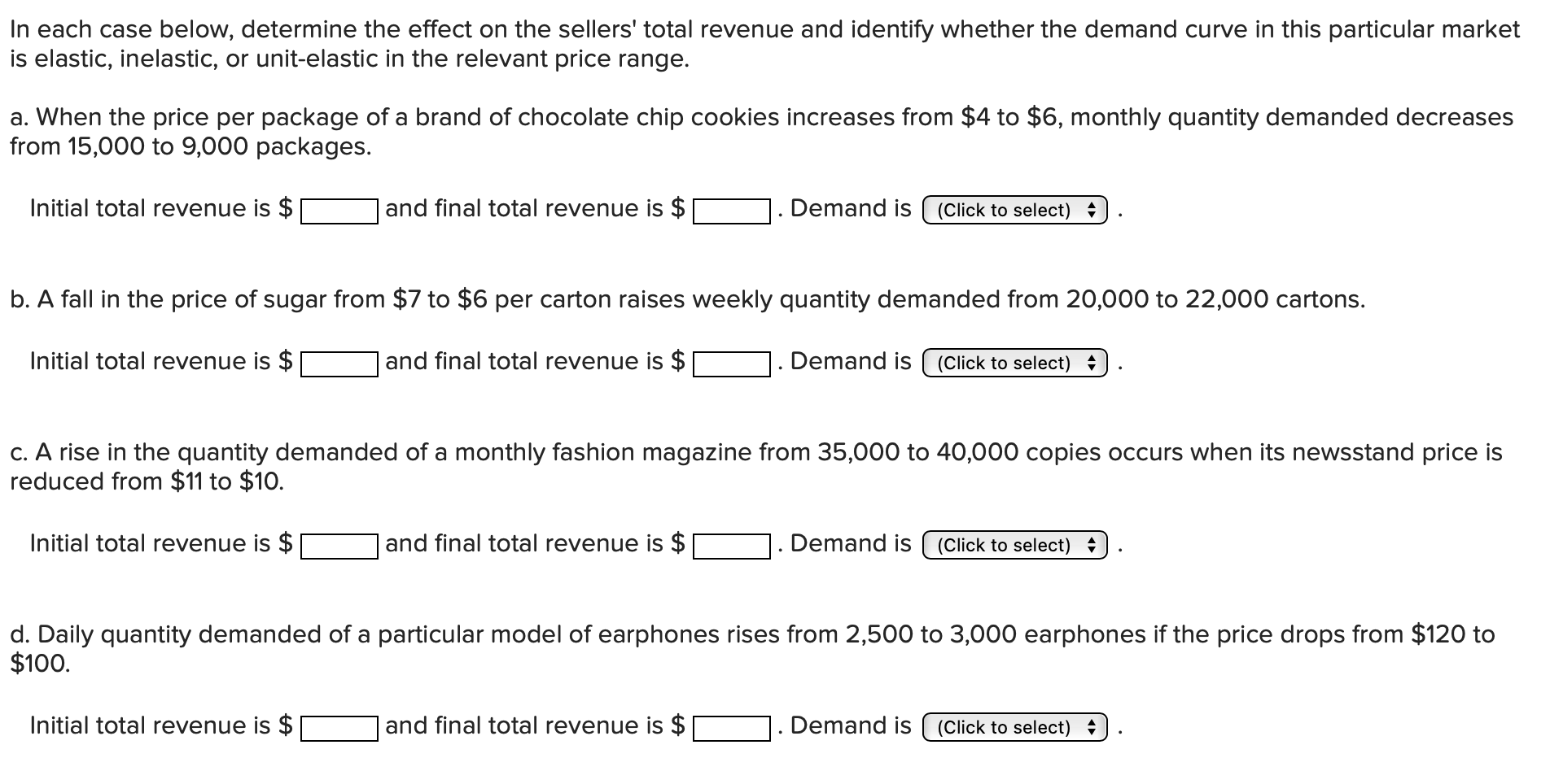 Solved In each case below, determine the effect on the | Chegg.com