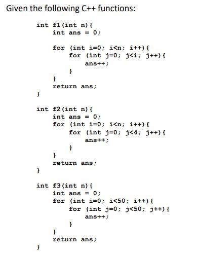 Solved a) The return values of f1(int), f2(int) and f3(int) | Chegg.com