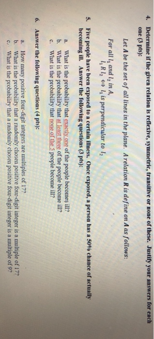 Solved Determine if the given relation is reflexive, | Chegg.com