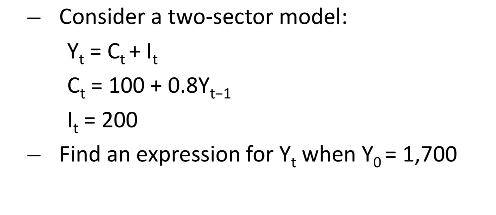 Solved - Consider a two-sector model: | Chegg.com