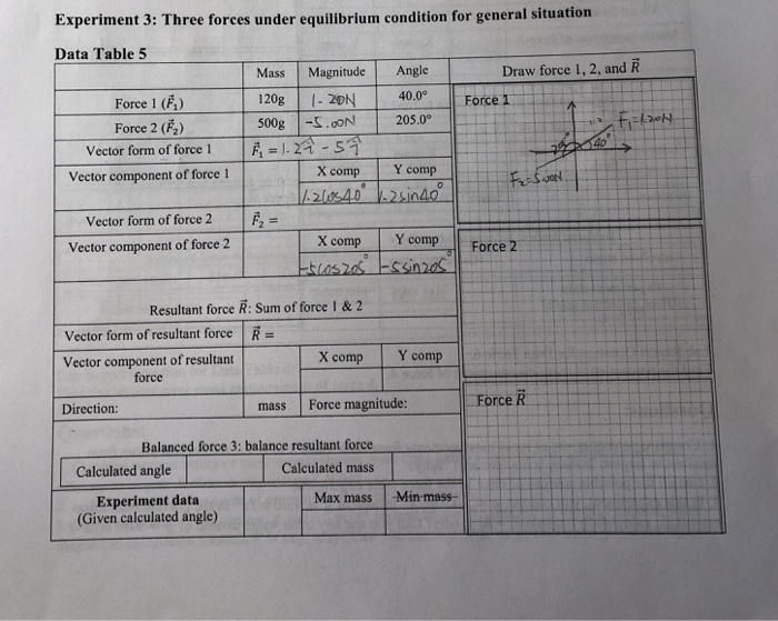 Solved Experiment 3: Three forces under equilibrium | Chegg.com