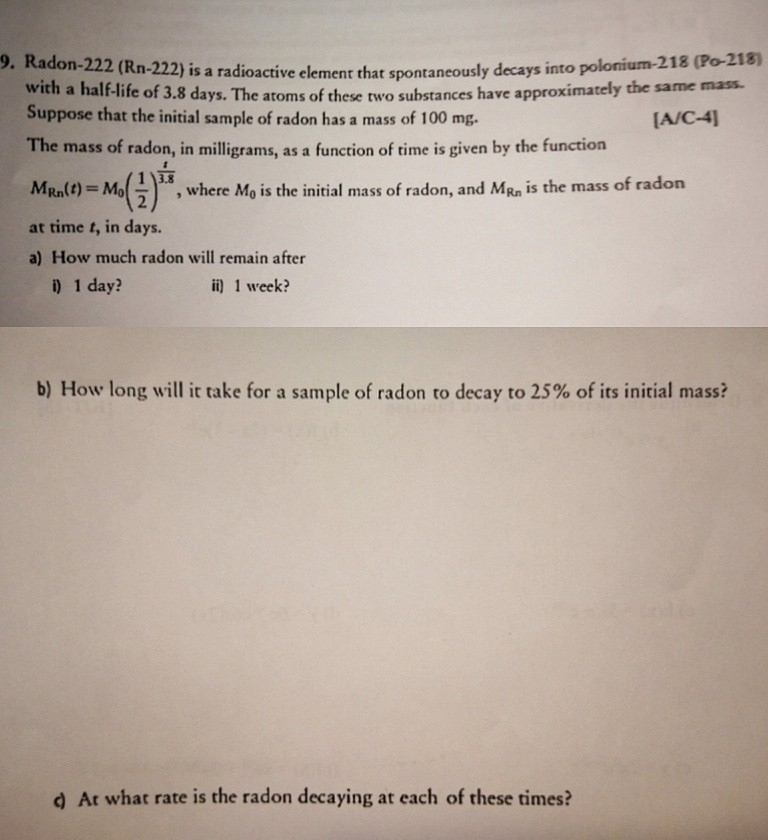 Solved 9. Radon-222 (Rn-222) is a radioactive element that | Chegg.com