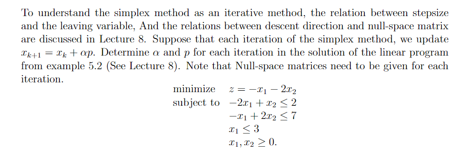 Solved To understand the simplex method as an iterative | Chegg.com