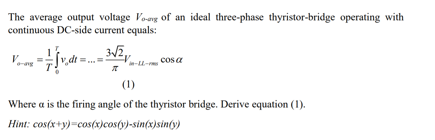 Solved The average output voltage Vo-avg of an ideal | Chegg.com