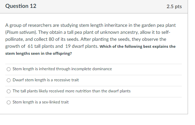Solved A group of researchers are studying stem length | Chegg.com