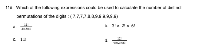 Solved 11\# Which of the following expressions could be used | Chegg.com