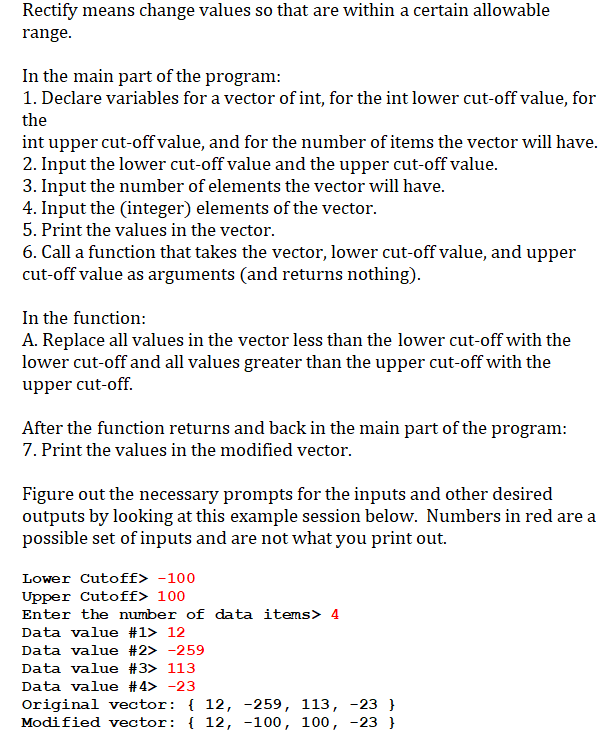 Solved Rectify means change values so that are within a | Chegg.com