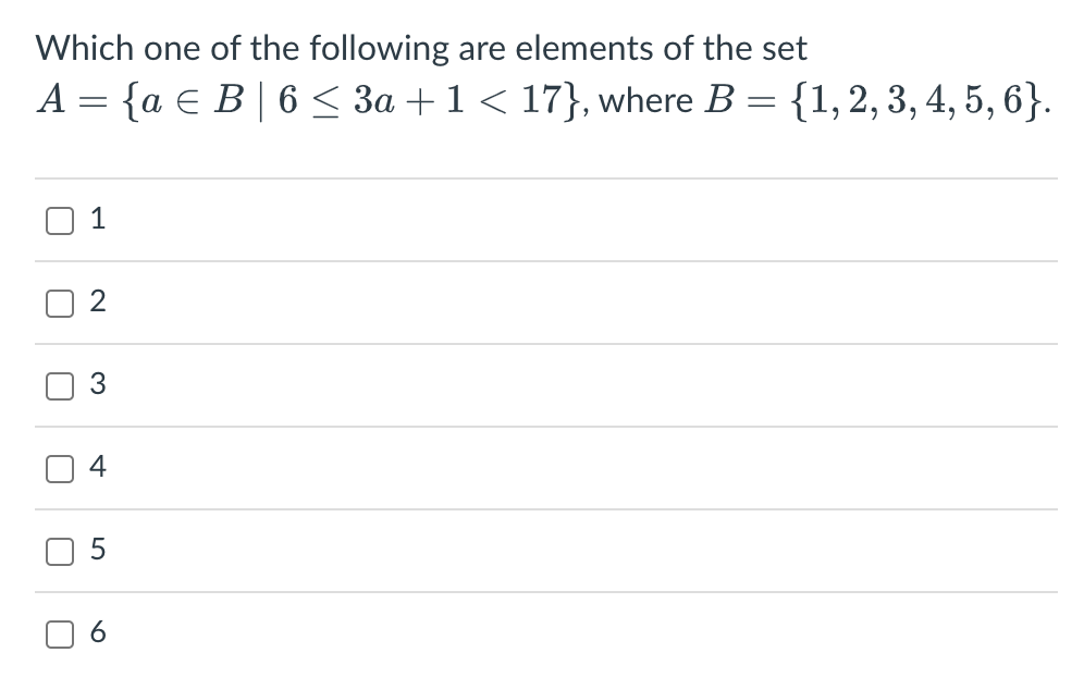 Solved Which one of the following are elements of the set | Chegg.com