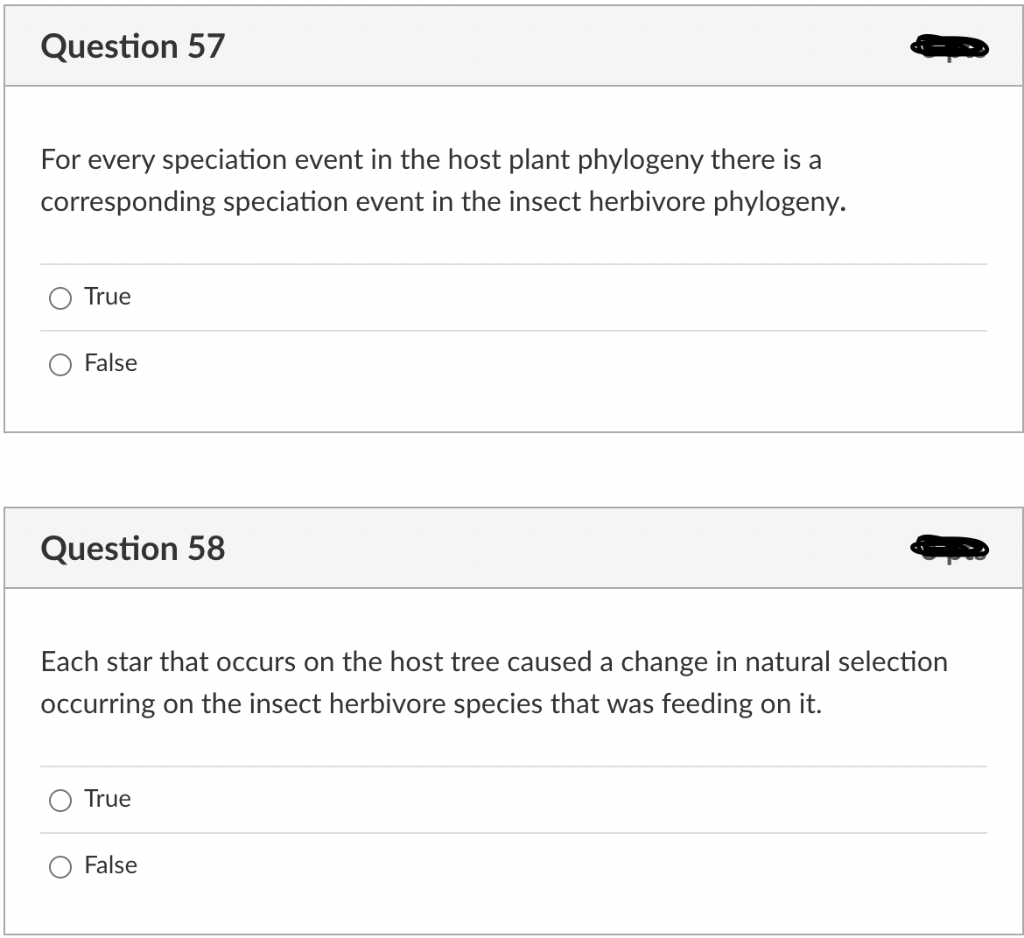 Solved Question 57 and 58] Consider the host/insect | Chegg.com